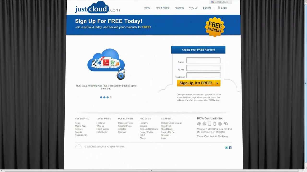 JustCloud online backup account signup - YouTube