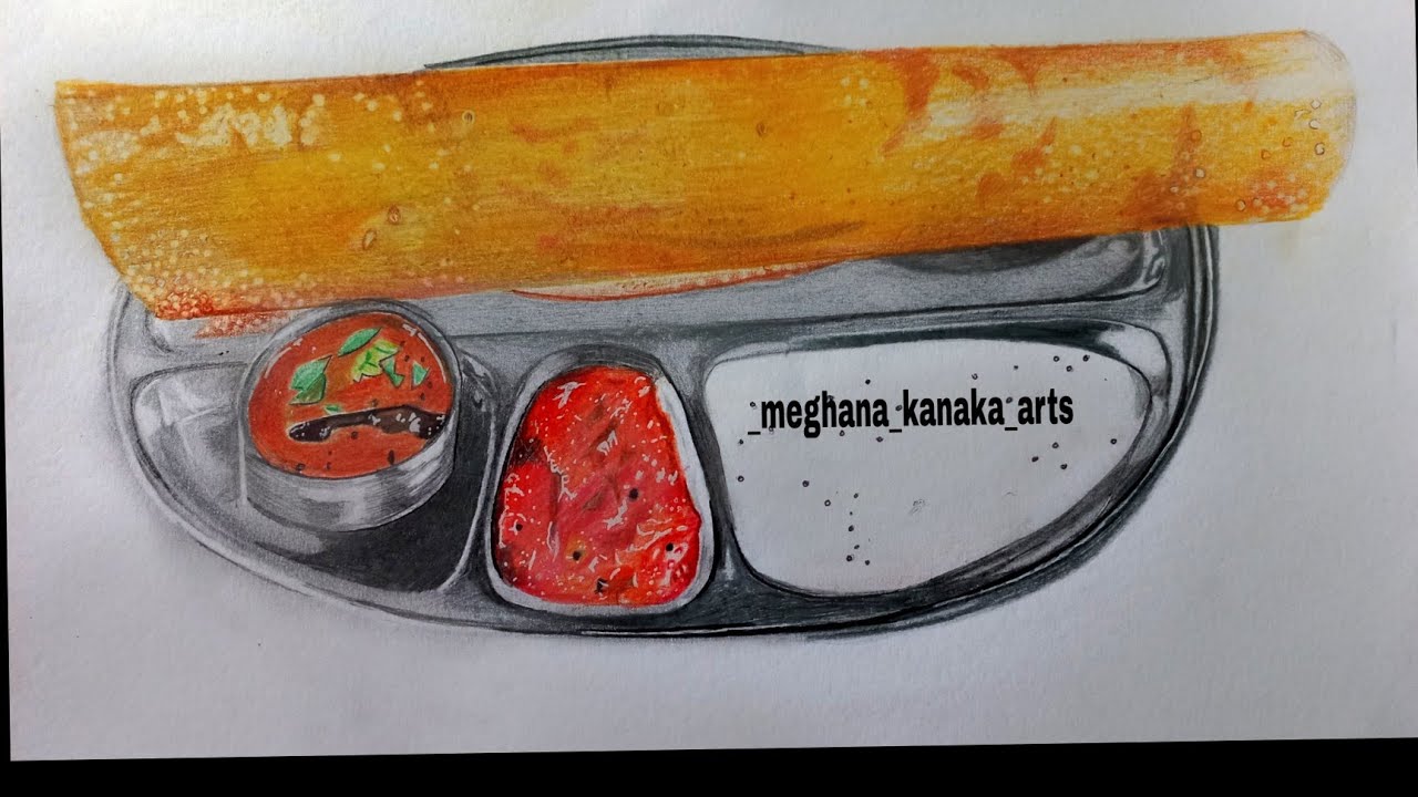 How to draw dosa platter - YouTube
