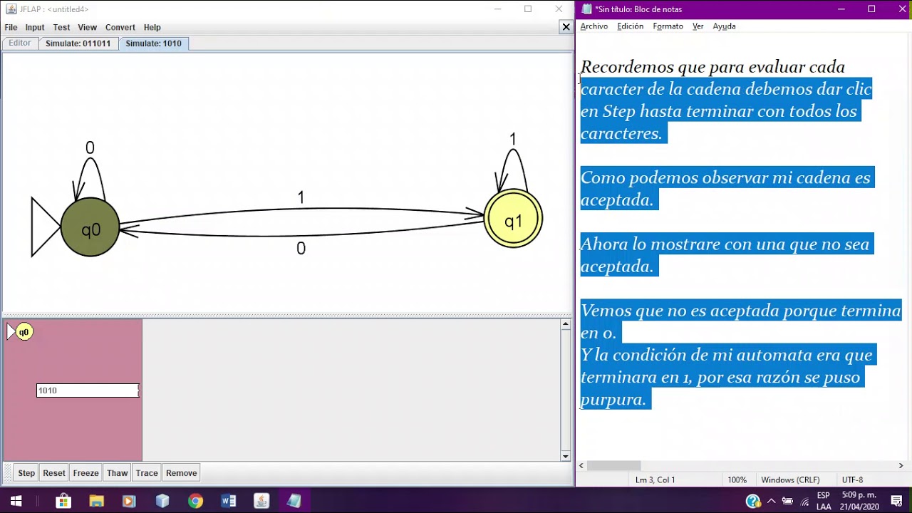 Uso de JFLAP para la Validación de Diagramas de Transición - YouTube