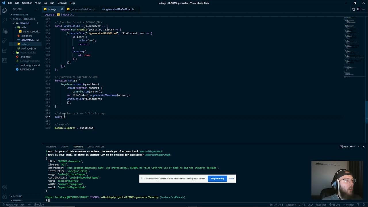 README.md Generator w/ Node.js and inquirer - YouTube