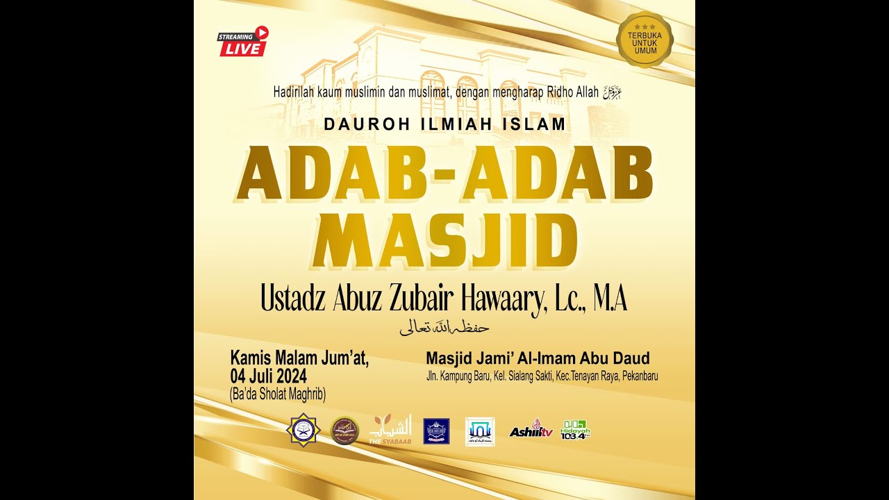 🔴 [LIVE] Kajian Ilmiah Islam Masjid Jami' Al Imam Abu Daud - YouTube