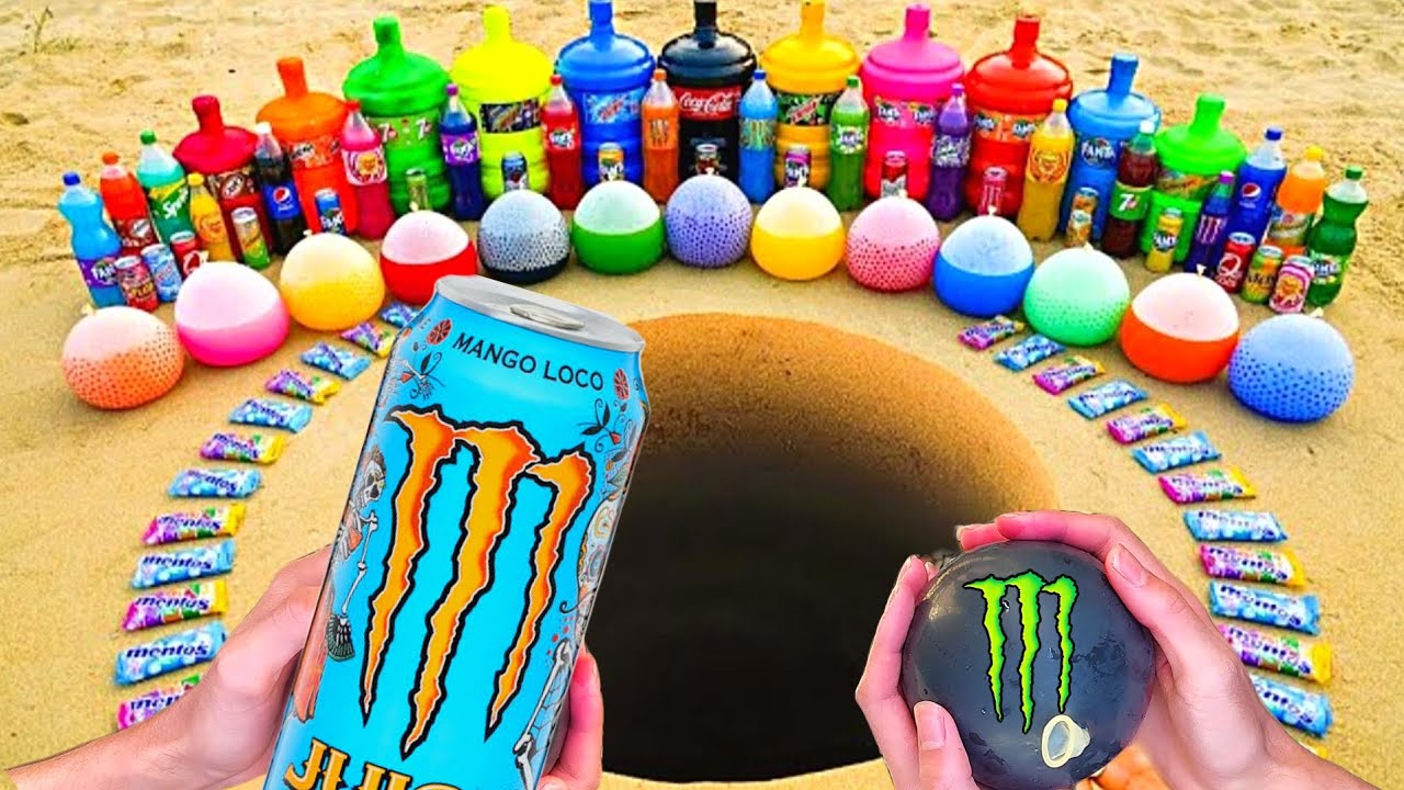 Experimento ASMR: ¡Monster Juice BALLOON Underground Vs. Mentos ...