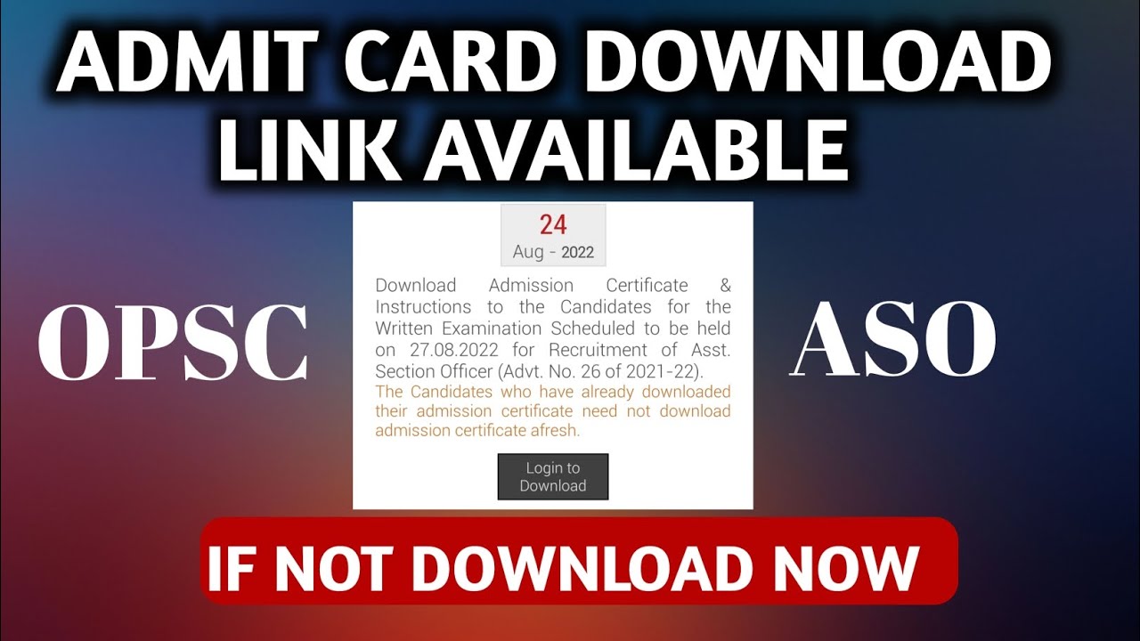 OPSC ASO LATEST UPDATE//ADMIT CARD DOWNLOAD//OPSC ASO IMPORTANT UPDATE ...