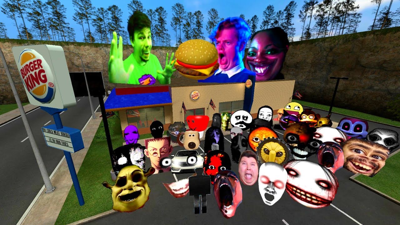Boss Evil witch Nextbots and Burger Family? - (Gmod) - YouTube