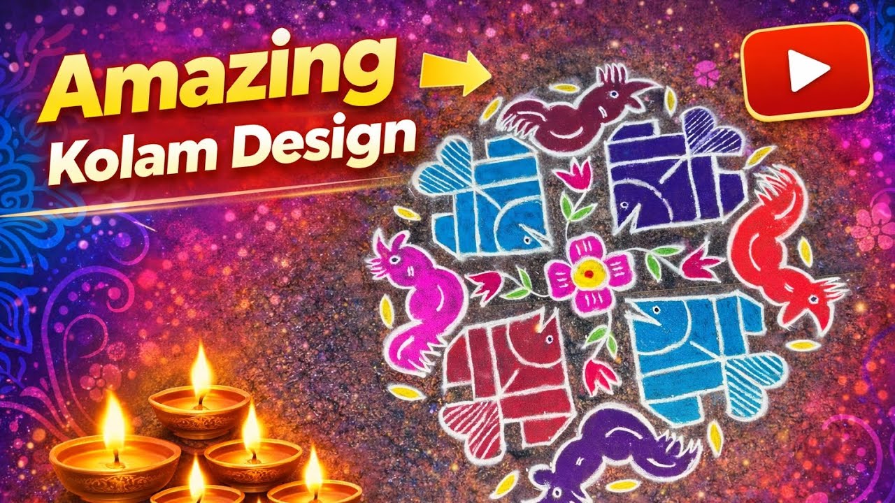 Simple Kolam Design for Home Entrance - YouTube