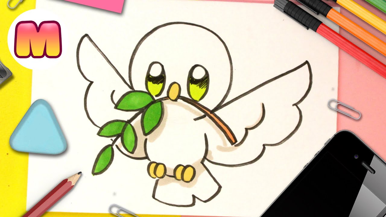COMO DIBUJAR LA PALOMA DE LA PAZ KAWAII - Dibujo paso a paso - Dibuja ...