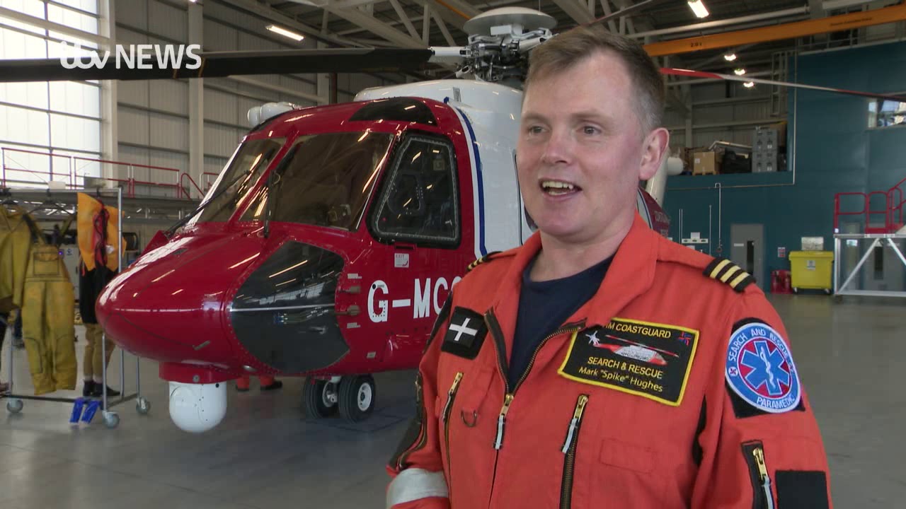 Coastguard helicopter crew reunited with fisherman Reegan Green - ITV ...