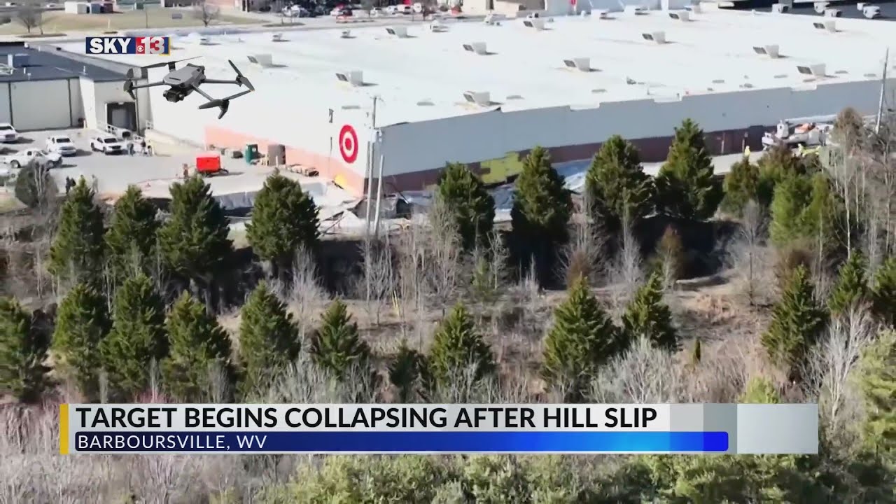 Barboursville Target falling apart as road collapses - YouTube