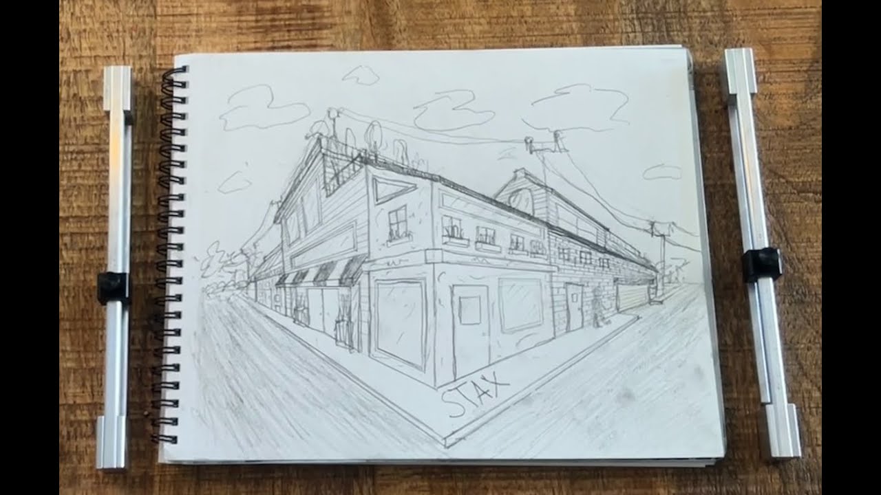 Stax Draftz 2 Point Perspective Drawing Tutorial #1: Street Corner ...