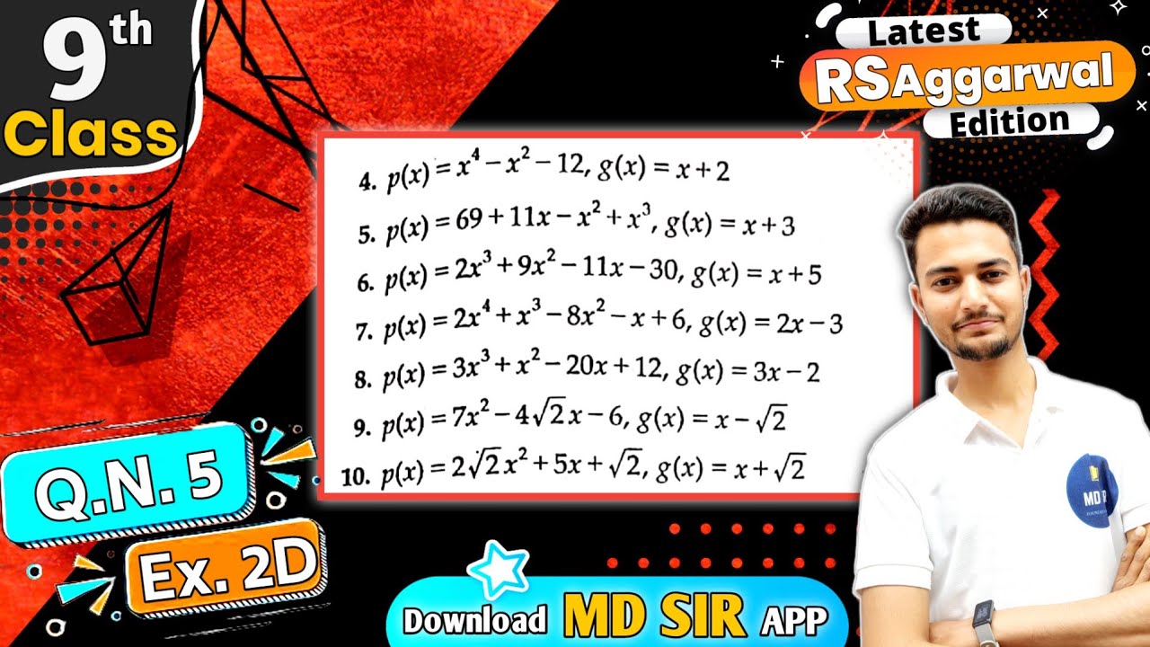 Rs Aggarwal Class 9 | Exercise 2D Question number 5 | Chapter 2 ...