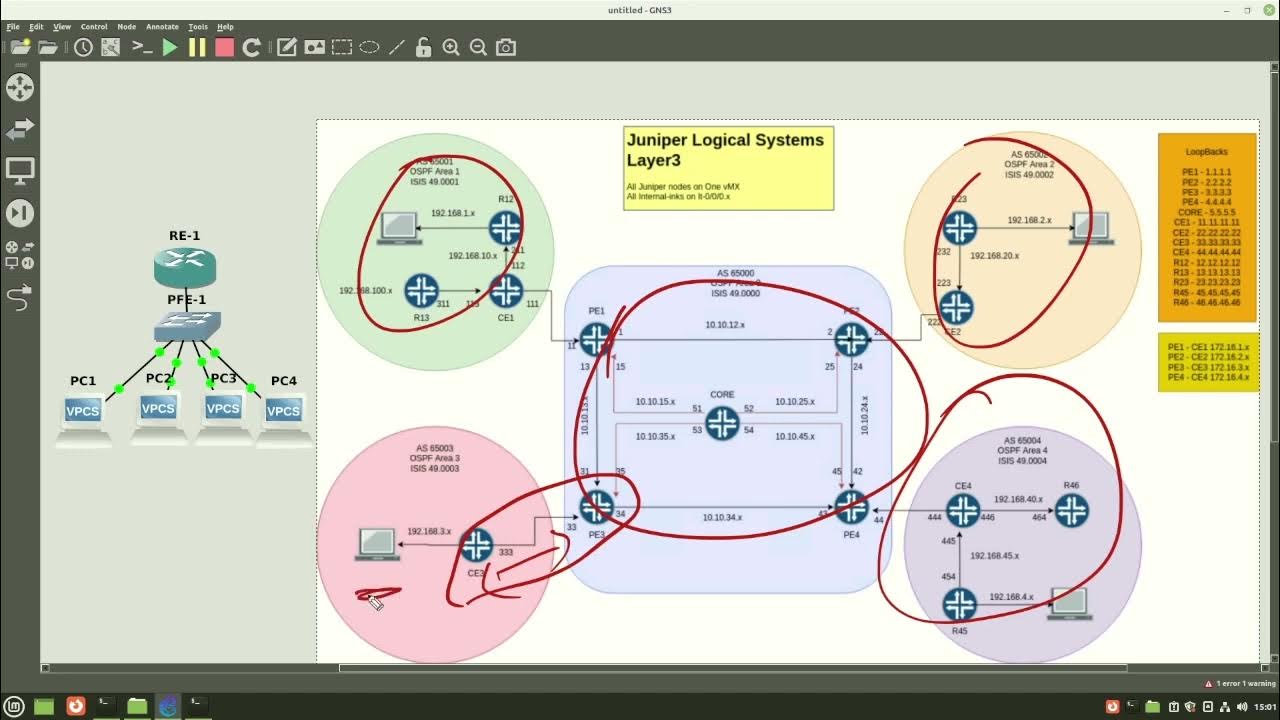 Juniper Logical Systems Full OSPF Configuration - vid 12 - YouTube