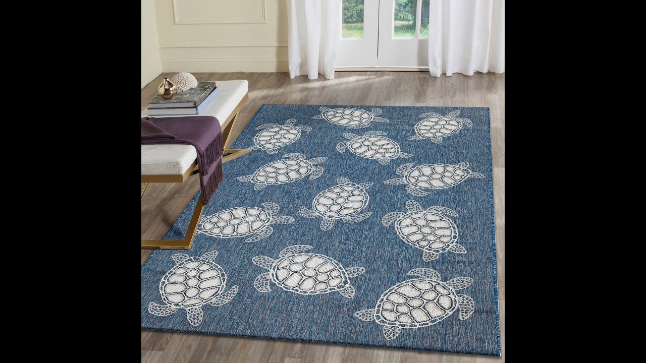 Fronetra.com Liora Manne Carmel Sea Turtles Rug - Navy - YouTube