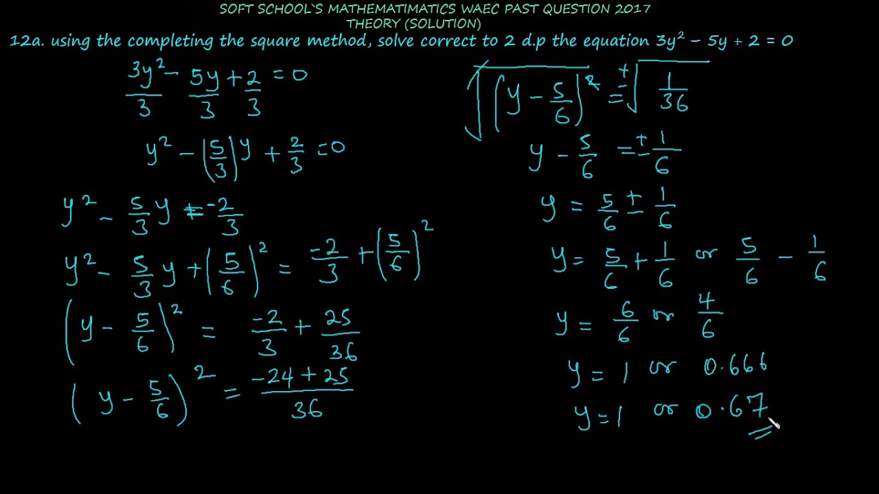 WAEC Mathematics Past Question Theory(2017) Q12 - YouTube
