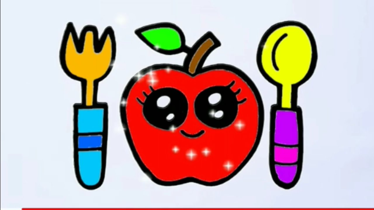 Cute apple drawing easy for kids / how to draw a cute apple - YouTube