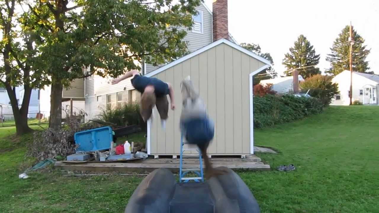 Tandem Acrobatic Stunts, With Ladders - YouTube