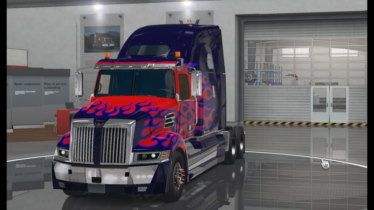Western Star 5700XE w/ Optimus Prime Skin ATS - YouTube