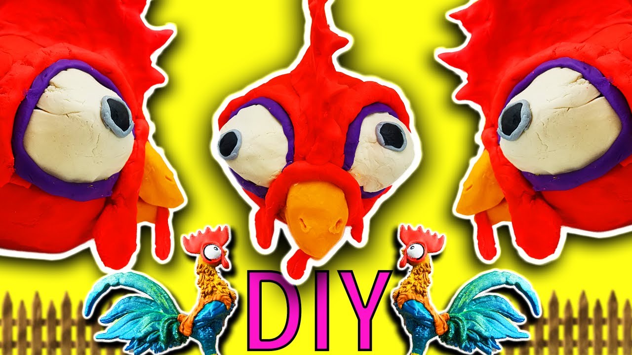 Moana Movie DIY Play-Doh Heihei Crafts For Kids! Learn Colors Drill N ...
