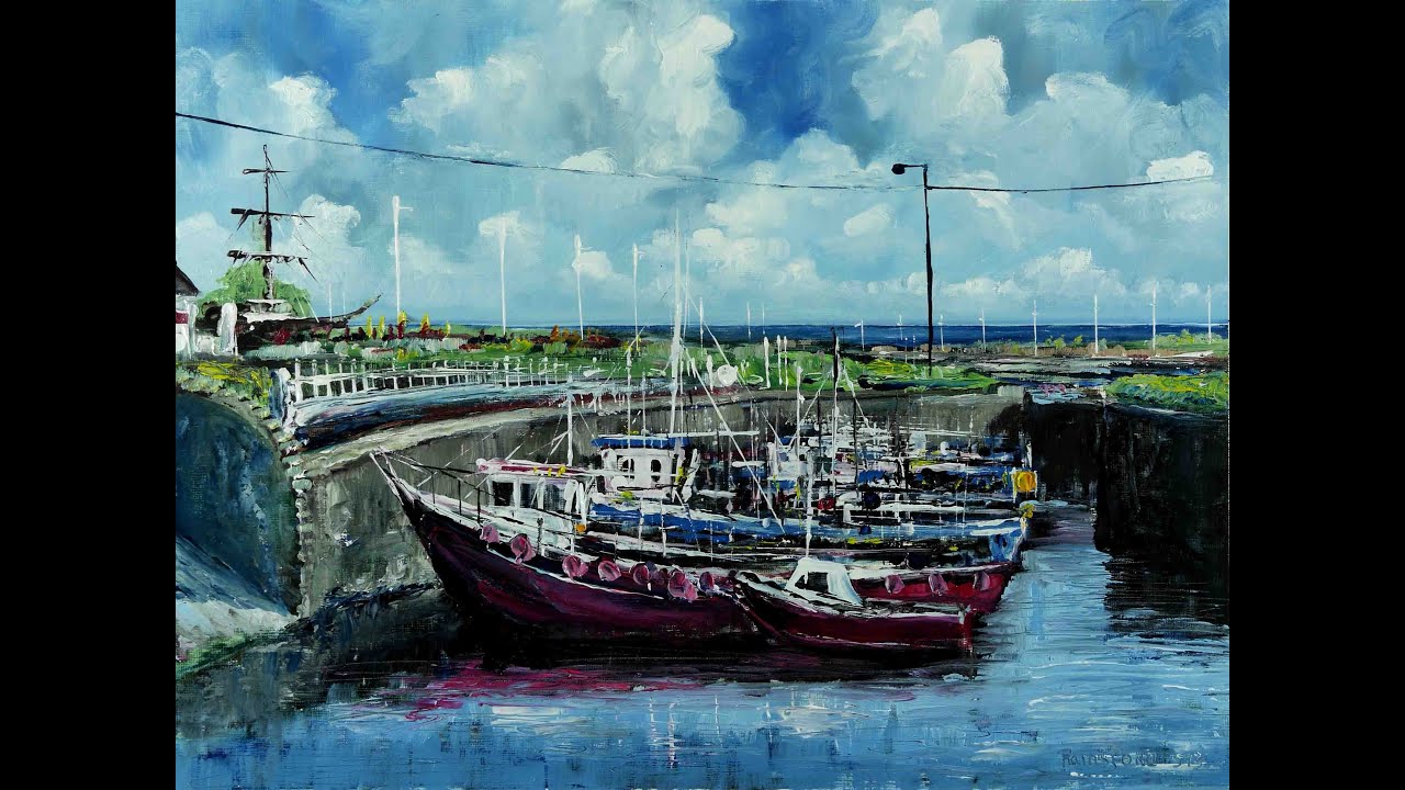 Courtown Harbour - Time Lapse Painting - YouTube