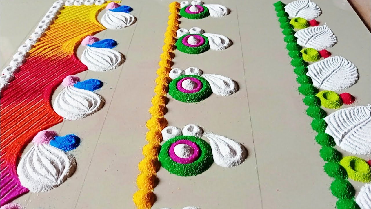 Easy simple border rangoli designs for Tulasi Vivah | Easy side borders ...