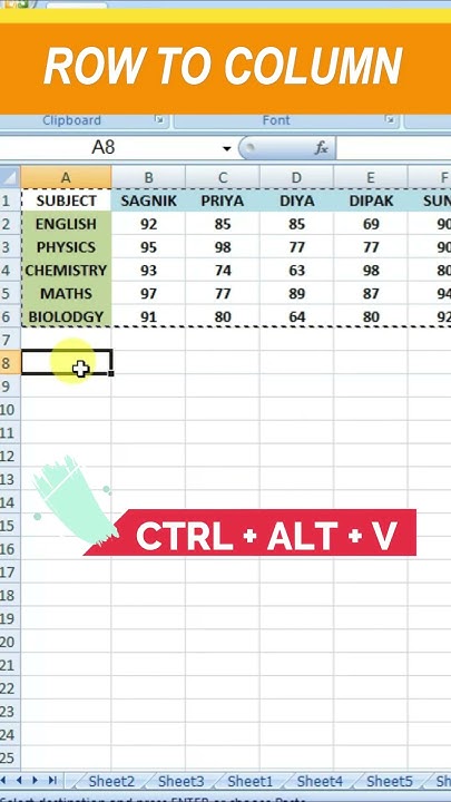 How to convert Row to Column in Excel 👆#shorts #excel - YouTube