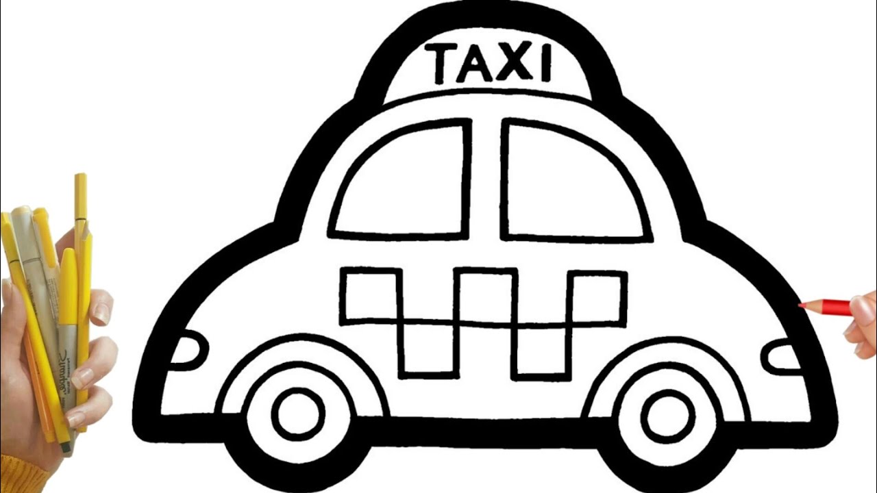 Easy Taxi drawing, painting and colouring for kids, toodles ideas for ...