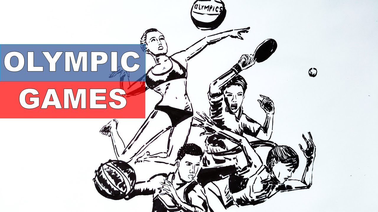 How to use ink brush to draw sports | Quick sketching - YouTube