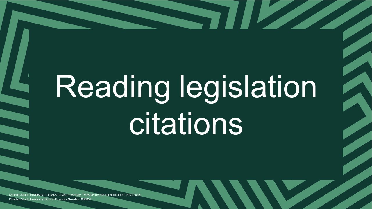 Reading legislation citations - YouTube
