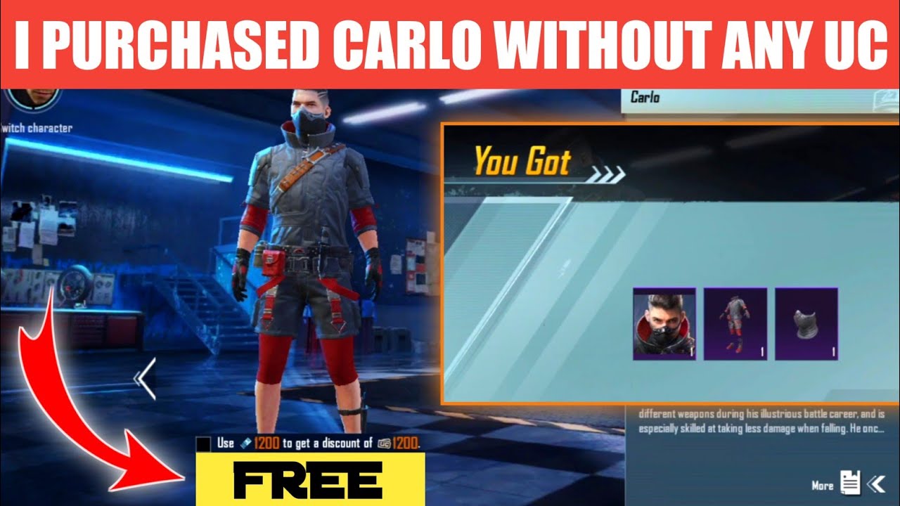 How To Purchase Carlo Character Without Any Uc In Bgmi | Purchase Carlo ...