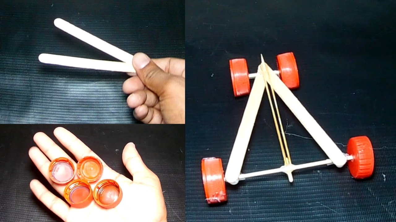 How To Make a Mini Rubber Band Car. Rubber band car easy | Fresh ...