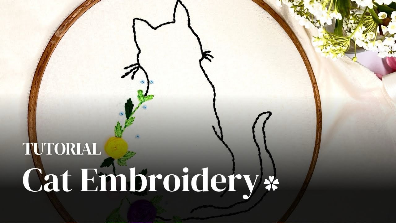 How to Create Adorable Cat Embroidery: Cat Embroidery Tutorial - YouTube