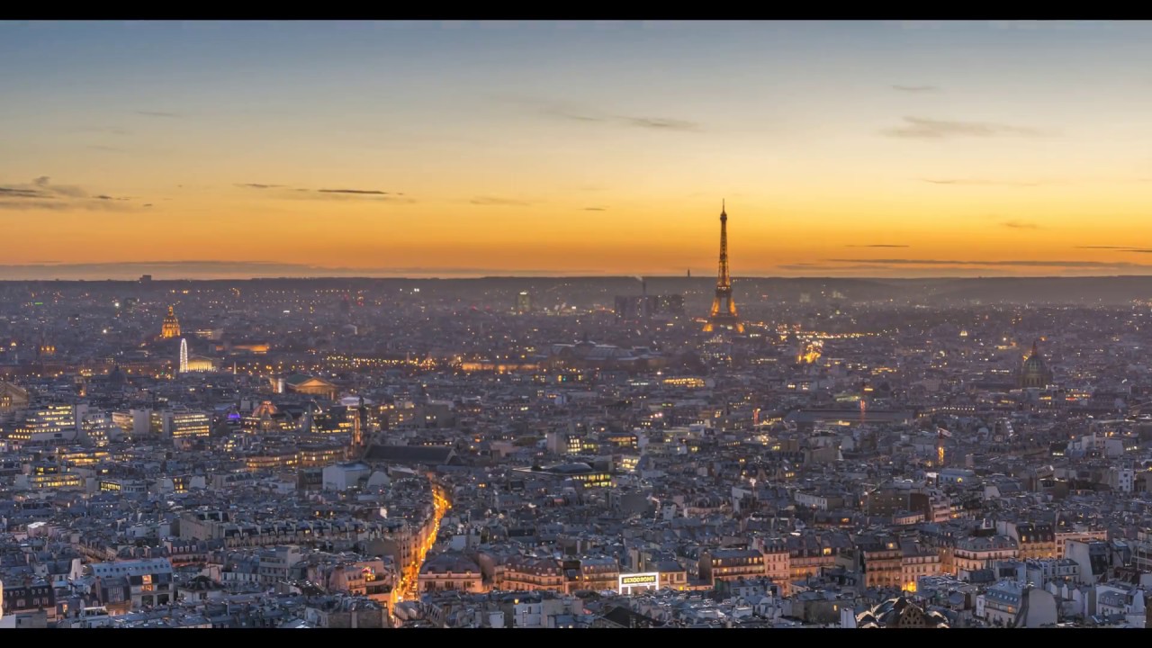 Paris panoramic view from Montmartre. Sunset timelapse - YouTube