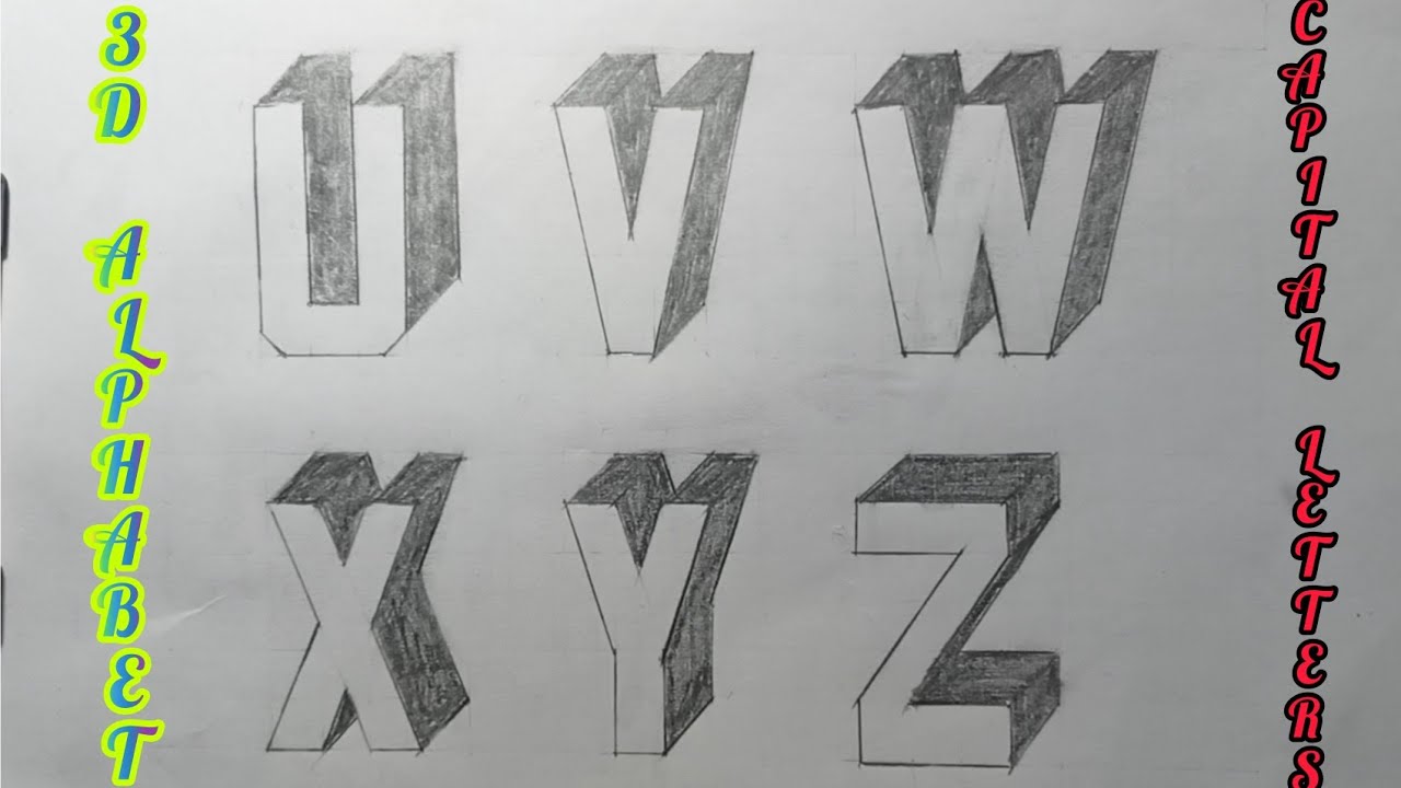 #drawing 3D capital letters (U to Z) - YouTube