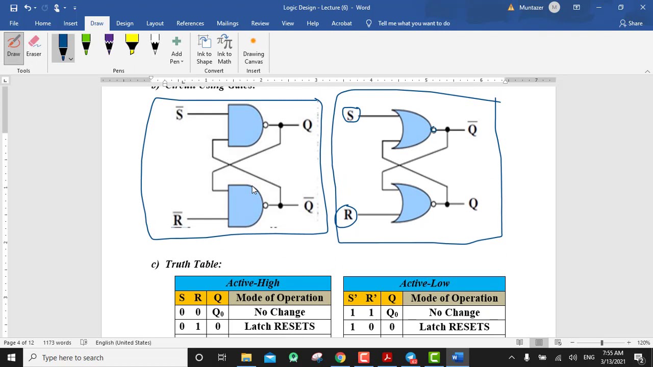 شرح ماسك SR الاول | SR Latch | Latches and Flip-flops | Set Reset latch ...