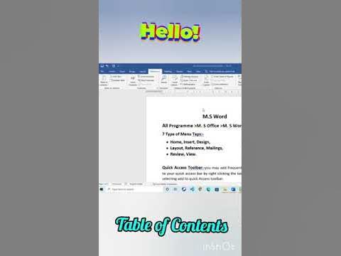 Table of contents in ms word | Create a table of contents in ms word | reference tab in ms word ...