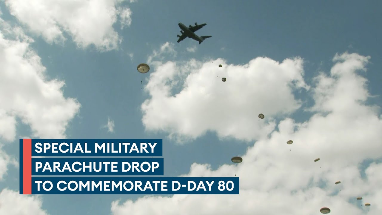 Hundreds of troops parachute into historic Normandy drop zone for D-Day ...