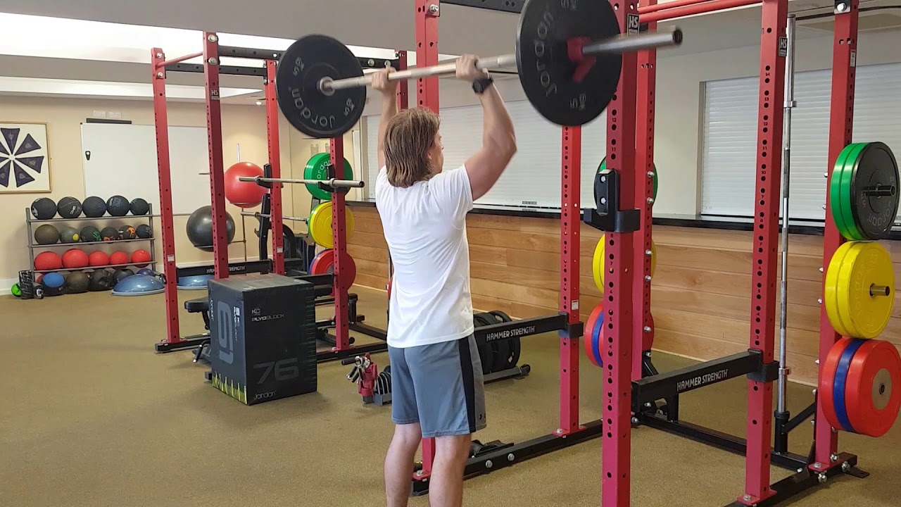 Push BB shoulder press standing - YouTube