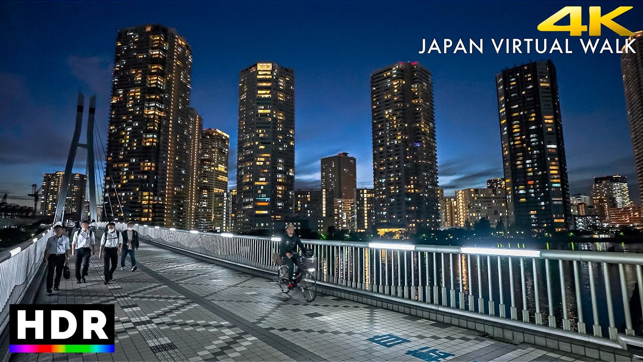Japan - Tokyo Tatsumi autumn night walk • 4K HDR - YouTube