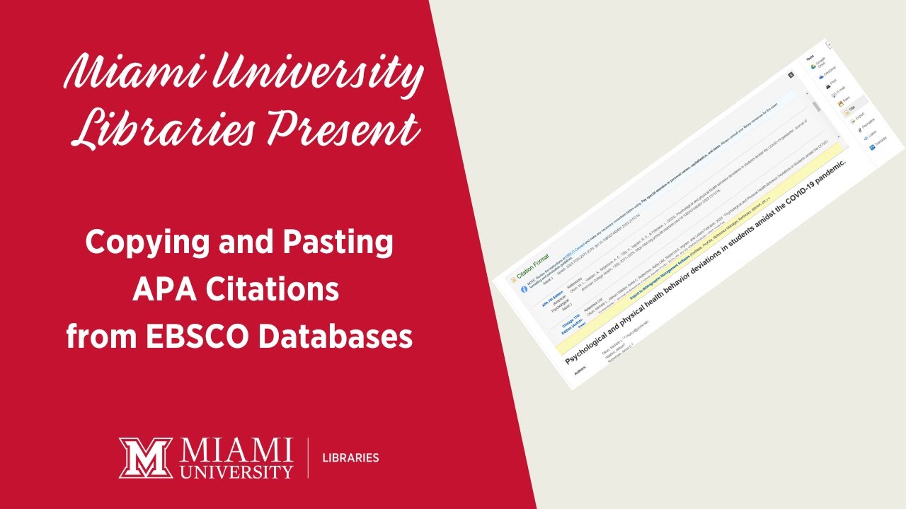 Copy and Paste APA Citations from EBSCO Databases! - YouTube