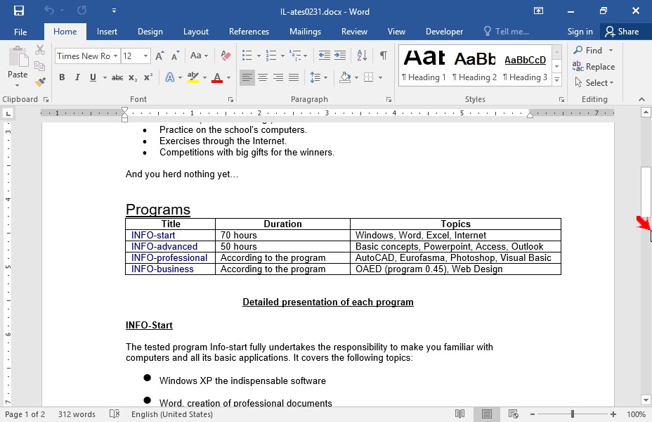 Select The First Row Of The Table Appearing On The First Page Of The Current Document Youtube