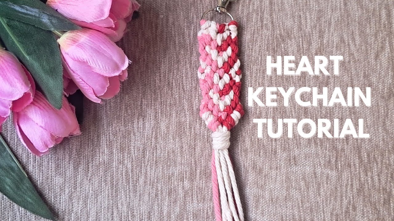 DIY Macrame Heart Keychain I Step by step tutorial - YouTube