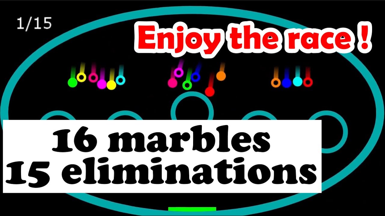 Crazy marble race in Algodoo with eliminations - color marble run in 15 ...