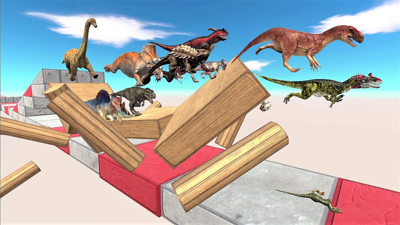 Dinosaur speed race. Large jump obstacle course! | Animal Revolt Battle ...