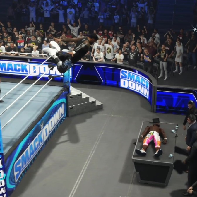 Uso Splash Through Announce Table WWE 2K24 #wwegames - YouTube