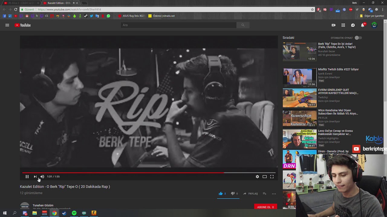 BERK RİP TEPE KENDİSİNE YAPILAN RAP MÜZİĞİNİ DİNLİYOR - YouTube