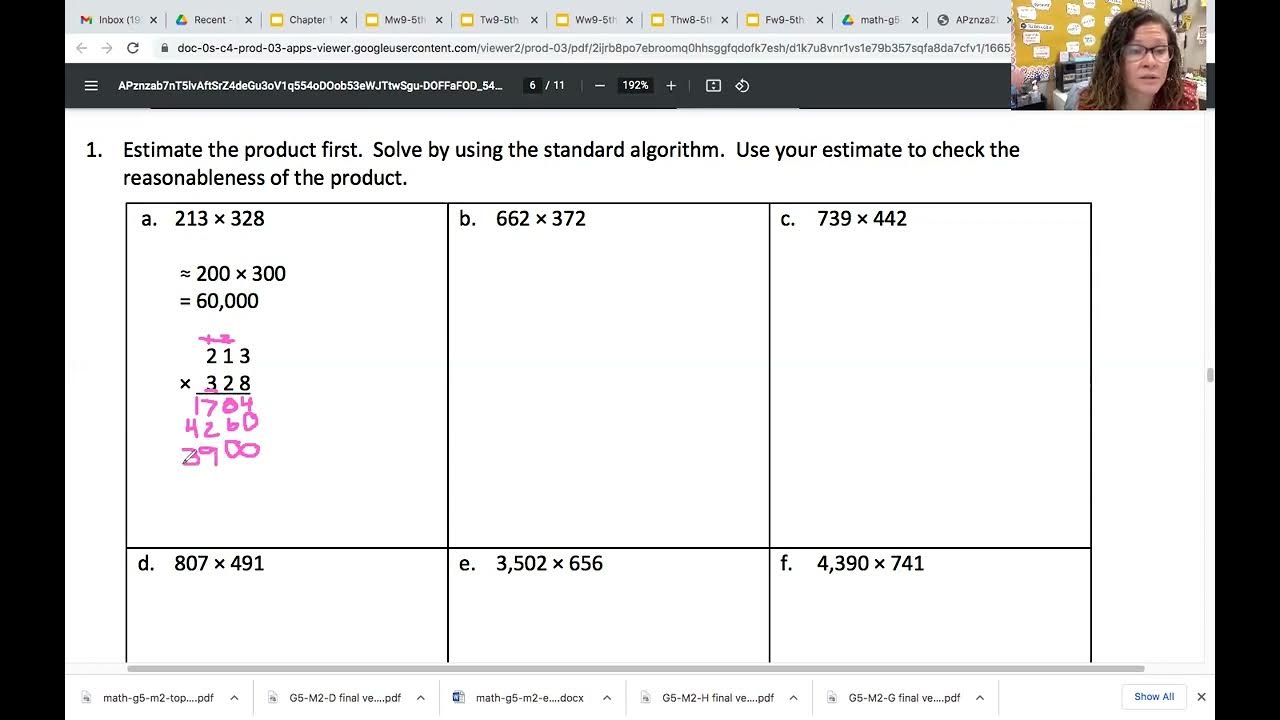 5th gr Module 2 Lesson 8- Fluently multiply multi-digit whole numbers using the standard ...
