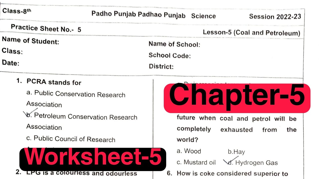 #pseb #class-8 Science Practice worksheet-5 Ch-5 Solved #class8 - YouTube