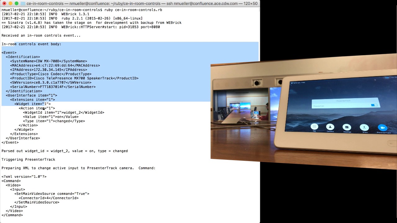 Cisco CE-software In-Room Controls Demo with PresenterTrack - YouTube