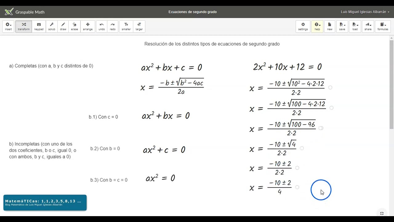 Ecuaciones de segundo grado completas (cuadráticas) - Graspable Math - YouTube