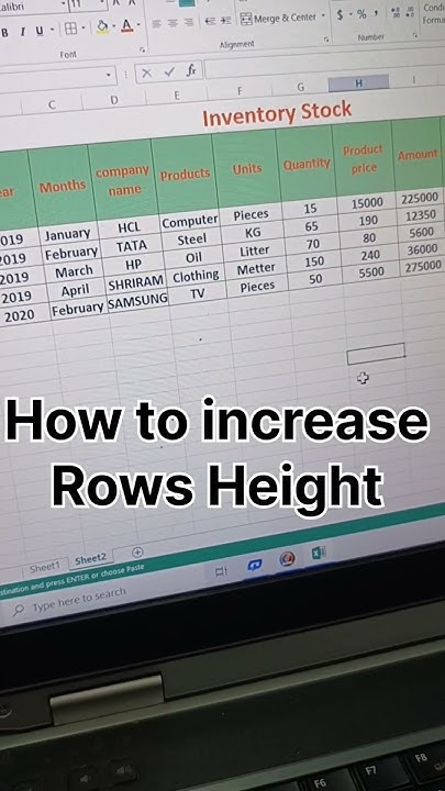 How to increase Rows Height in excel | एम0 एस0 Excel मैं Row की height ...