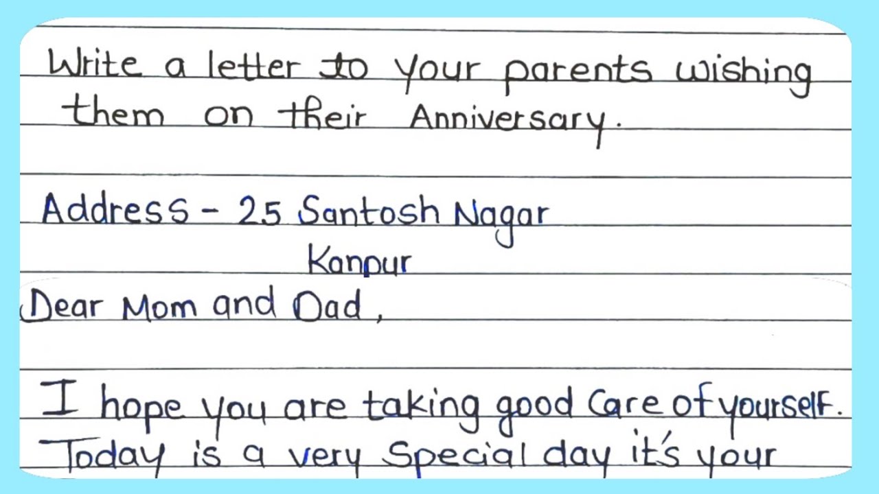 Write a Wedding Anniversary Letter To Parents | Informal Letter Writing ...